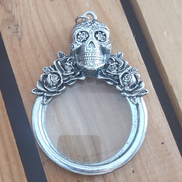 Source Unknown | Jewelry | Silver Gothic Halloween Sugar Skull Rose ...